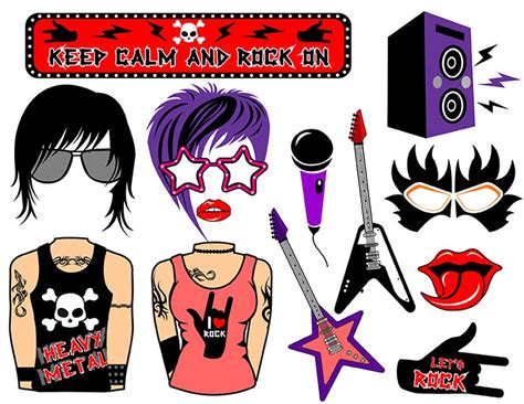 Rockstar Digital Photo Booth Party Props Instant Download Etsy