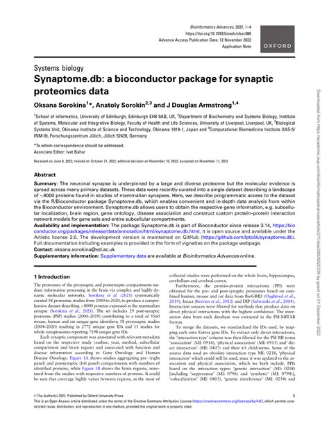 PDF Synaptome Db A Bioconductor Package For Synaptic Proteomics Data