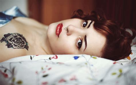 Wallpaper 1920x1200 Px Nose Piercing Redheads Tattoos Women