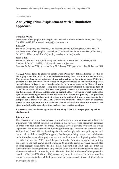 Pdf Analyzing Crime Displacement With A Simulation Approach