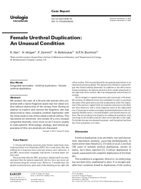 Pdf Female Urethral Duplication An Unusual Condition Patrick