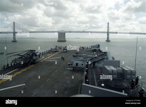 Us Navy Sailors And Marines Man The Rails Aboard The Amphibious Assault