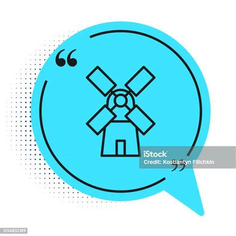 黑線風車圖標隔離在白色背景上藍色語音氣泡符號向量向量圖形及更多井圖片 井 傳統 剪裁圖 Istock