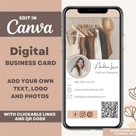Photo Business Card Template Qr Code Instant Download Etsy