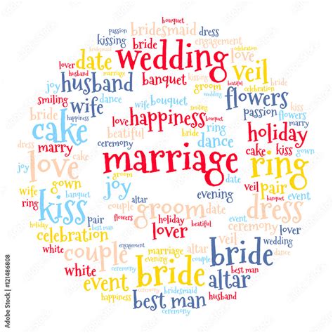 Marriage Word Cloud In Circle Shape Vector Illustration Stock Vector