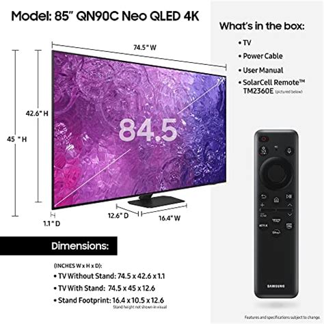 Samsung 85 Inch Class Neo Qled 4k Qn90c Series Neo Quantum Hdr Dolby