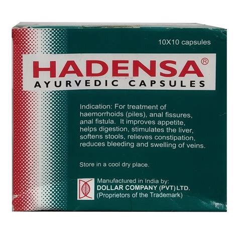 Dollar Hadensa 100cap For Haemorrhoids Fissures Piles And Fistula