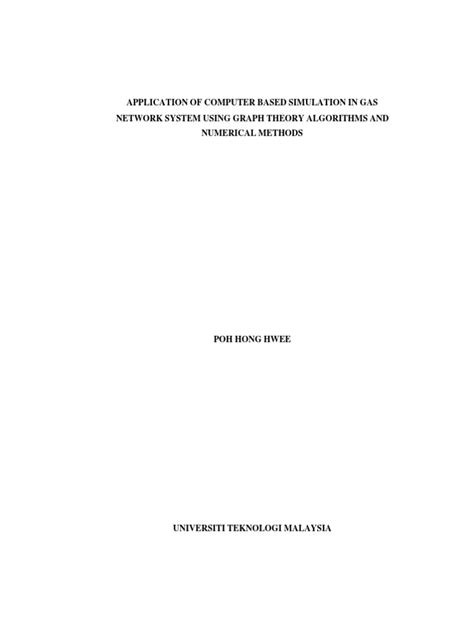 Application Of Computer Based Simulation In Gas Network System Pdf