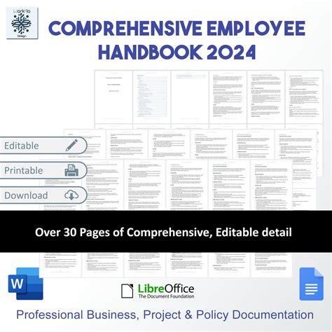 Employee Handbook Extensive Detail Template Document Human Resources UK Employment Law Download ...
