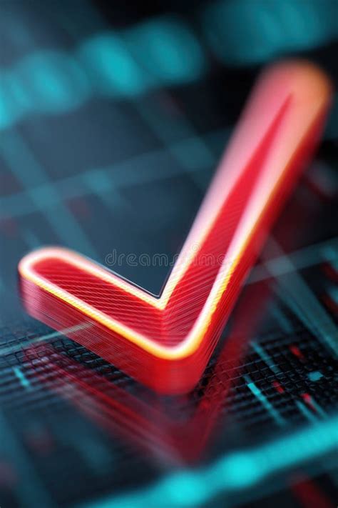 glowing red check mark representing cybersecurity and data protection stock image image of