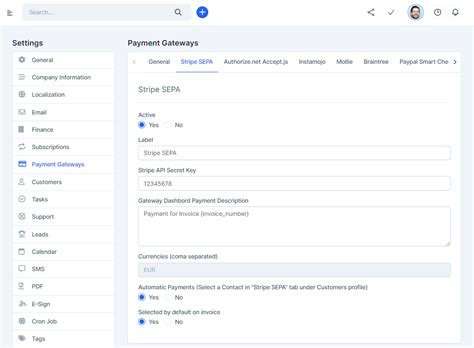 Stripe Sepa Direct Debit Payment Gateway For Perfex By Themesic Codecanyon