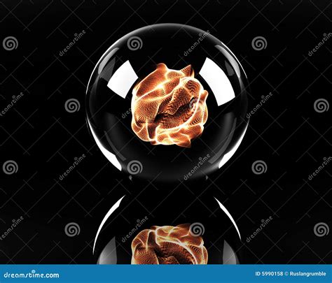 Glass Sphere With Fire Ball Stock Illustration Illustration Of Dimensional Bright