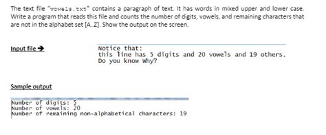 solved the text file vowels txt contains a paragraph of