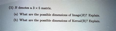 Solved 1 B Denotes 3 X 5 Matrix A What Are The Possible Dimensions