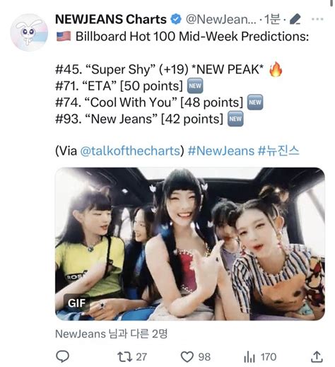 정보소식 다음주 뉴진스 빌보드 예상 최신판 인스티즈instiz 연예 카테고리