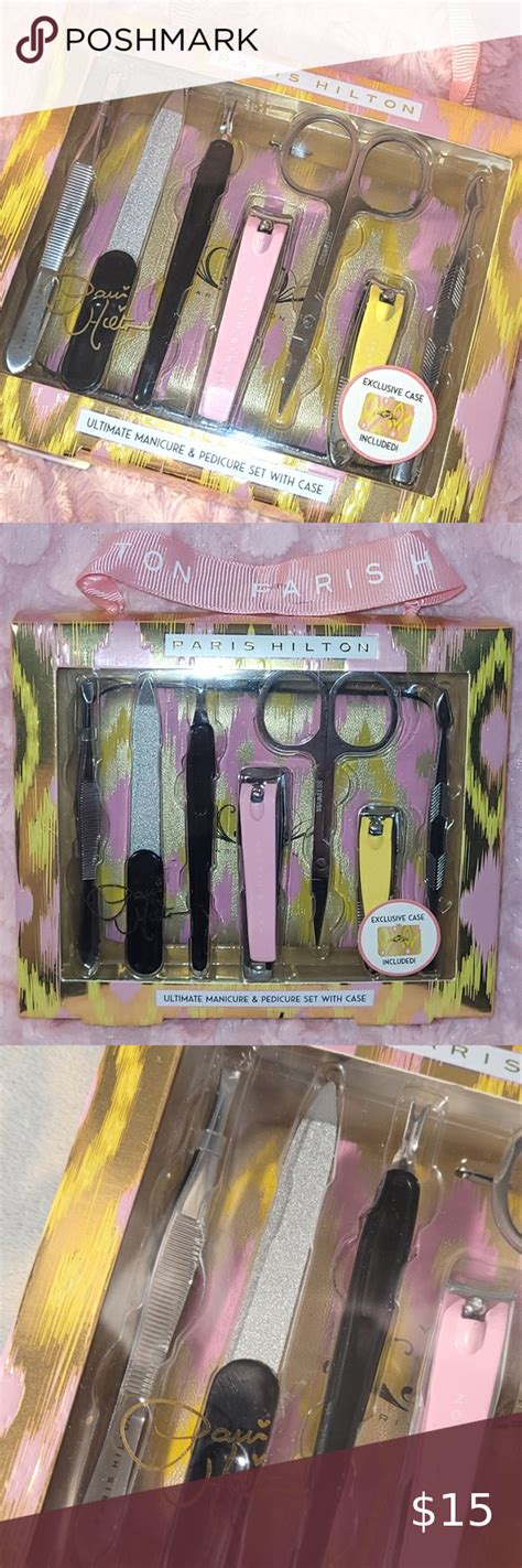 ♥️sale Paris Hilton 8 Pc Ultimate Manipedi Set With Case Mani Pedi