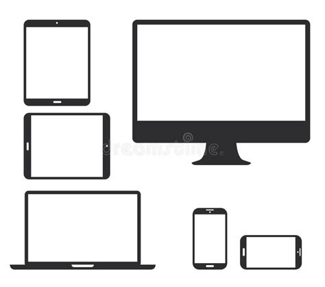 Set Of Black Electronic Device Silhouette Icons V Stock Vector