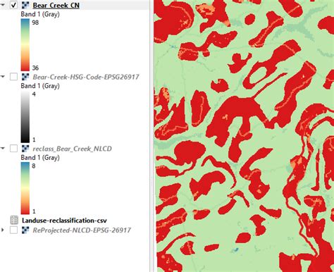 Calculate Area Weighted Average Curve Number Using Land Cover Raster File And Hsg Raster File In