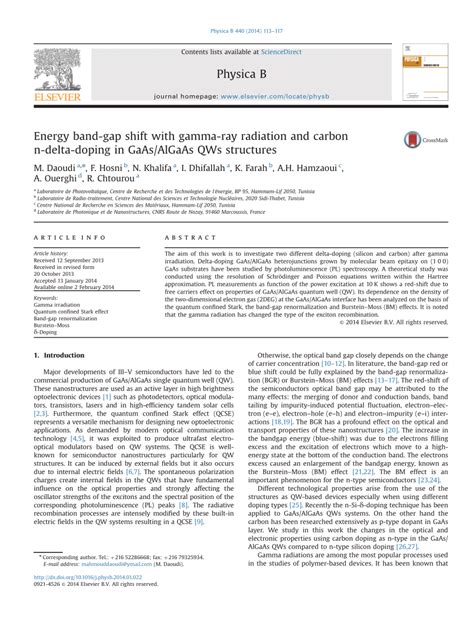 Pdf Energy Band‐gap Shift With Gamma Ray Radiation And Carbon N Delta