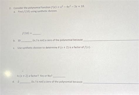 solved 2 consider the polynomial function