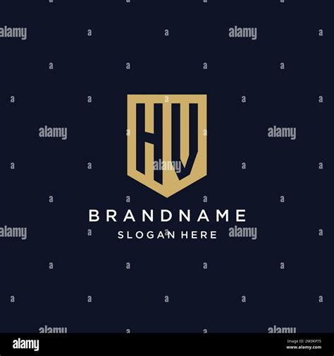 Hv Monogram Initials Logo Design With Shield Icon Template Stock Vector Image And Art Alamy