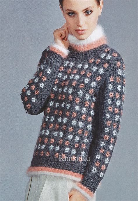 Пуловер с цветочным мотивом Вязание для женщин Пуловеры Спицами Women Pullover Pullover