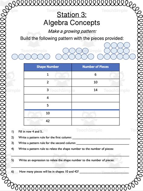 Middle School Math Stations Or Centers Early Algebra Patterns