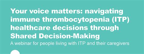 Your Voice Matters A Webinar For People Living With Itp And Their Caregivers Itp Support