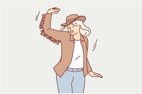 Cawgirl Bailando Con Sombrero Y Ropa De Jinete Del Salvaje Oeste Para