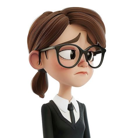 Premium Photo A Cartoon Character Of A Girl Wearing Glasses And A Tie