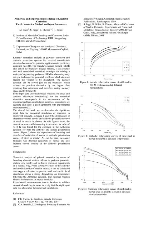 Pdf Numerical And Experimental Modeling Of Localized Corrosion Part I Numerical Method And