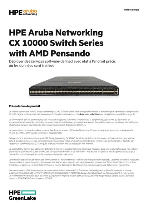 Hpe Aruba Networking Cx 10000 Switch Series With Amd Pensando