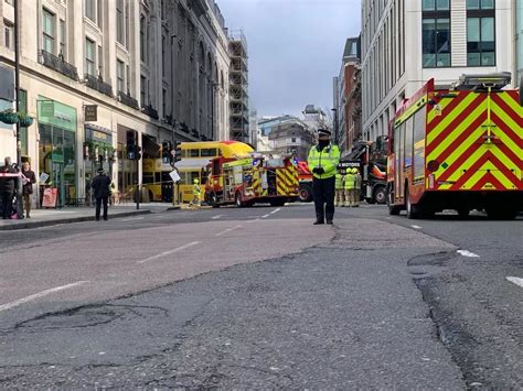 Aftermath Of London Bus Crash In New Oxford Street Near Tube Station
