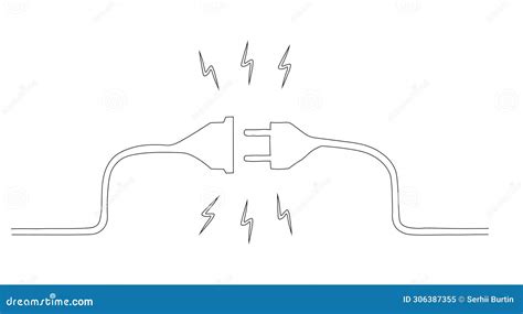 One Continuous Line Drawing Of Plug Inserting Into Electric Outlet