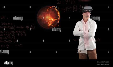 Man Using Vr Headset Exploring Virtual Math Concepts With Futuristic Graphics Technology