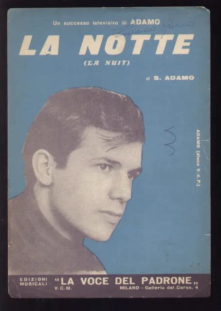 SPARTITO SHEET MUSIC Adamo La Notte La Nuit La Voce Del Padrone Testo E Musica EUR
