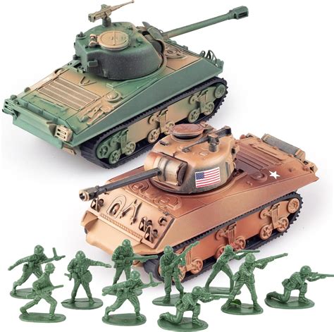 Maozyhomie Ww2 Army Tank And Army Men Toys Playset 2pc Us