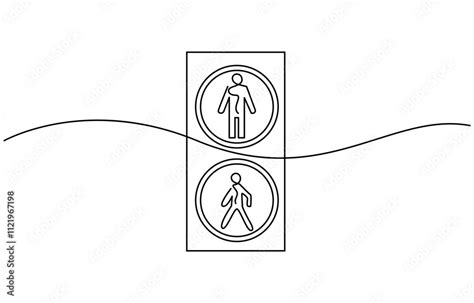 Vetor De Continuous One Line Drawing Of Traffic Lights With Poles To