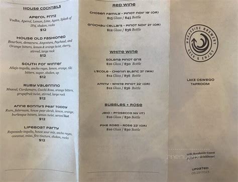 Menu Of Breakside Brewery In Lake Oswego Or 97034