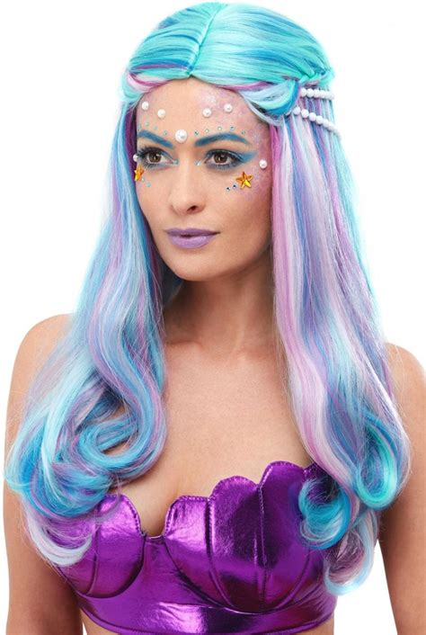 Mermaid Wig Blue With Pearls