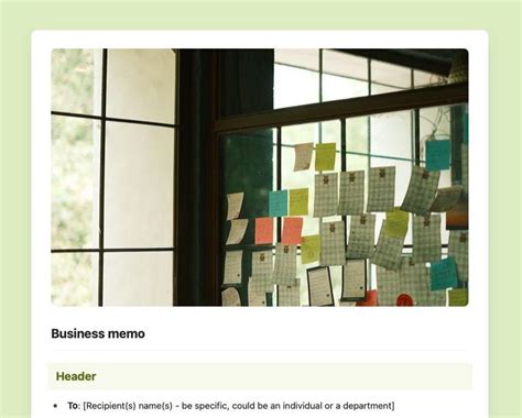 Business Memo Free Craft Template
