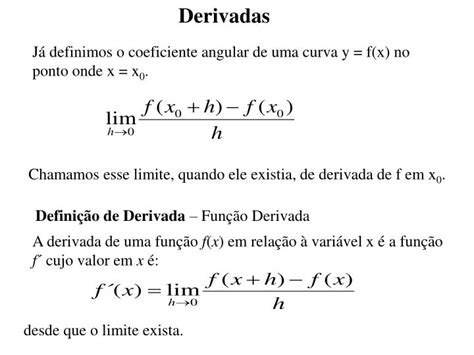 Ppt Já Definimos O Coeficiente Angular De Uma Curva Y Fx No Ponto