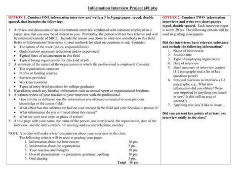Information Interview Assignment Sheet