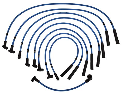 8 65mm Classic Blueprint Blue Assembled Spark Plug Wire Set 180° Bo