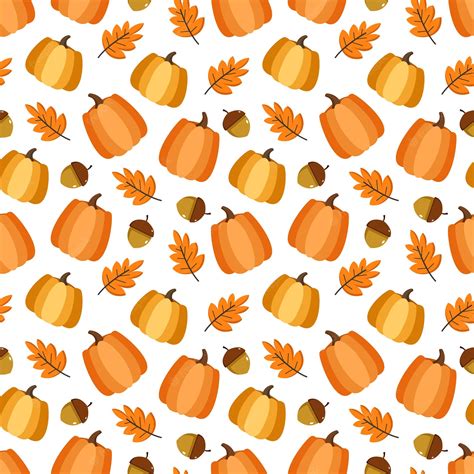 Premium Vector Autumn Pattern With Pumpkins Leaves And Acorns On