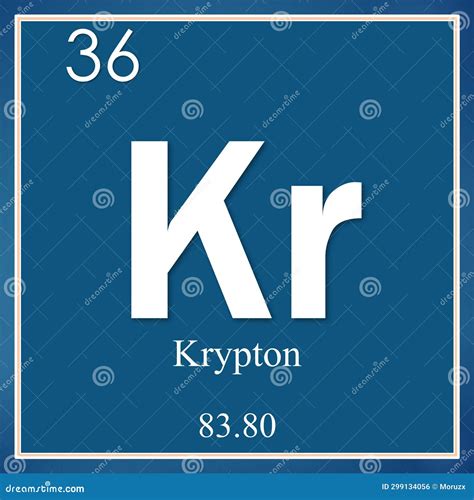 Krypton Chemical Element Blue Square Symbol Stock Illustration