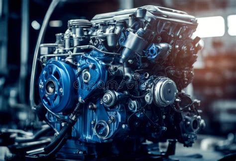 Powerful Clutch Blue Color Engine Ai Internal Hybrid Generation Car Electric Banner Combustion