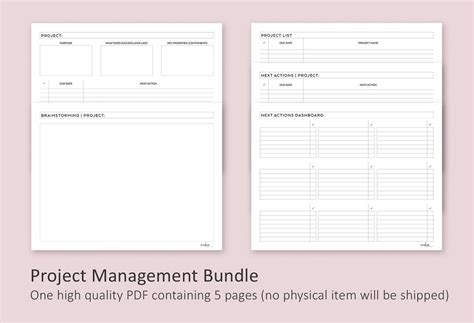Project Planning Bundle Project Planner Next Actions Planner Printable Getting Things Done