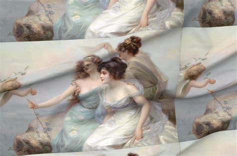 Spoonflower Fabric Ladies Angel Women Three French Fine Art Classical