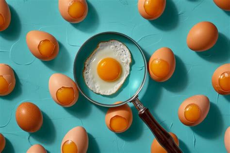Magnifying Glass On Eggshell On Turquoise Surface Concept Of